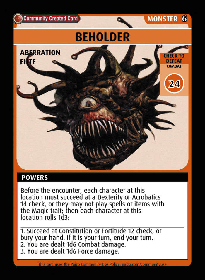 Beholder - Custom Card - Paizo | Pathfinder Adventure Card Game ...