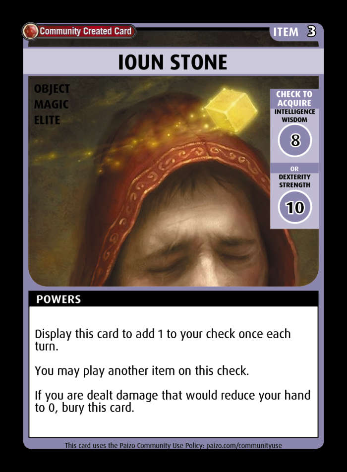 Ioun Stone - Custom Card - Paizo | Pathfinder Adventure Card Game ...