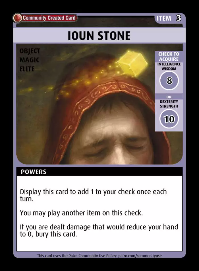 Ioun Stone - Custom Card - Paizo | Pathfinder Adventure Card Game ...
