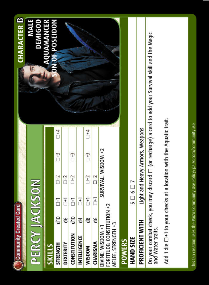 Percy Jackson - Custom Card - Paizo | Pathfinder Adventure Card Game ...