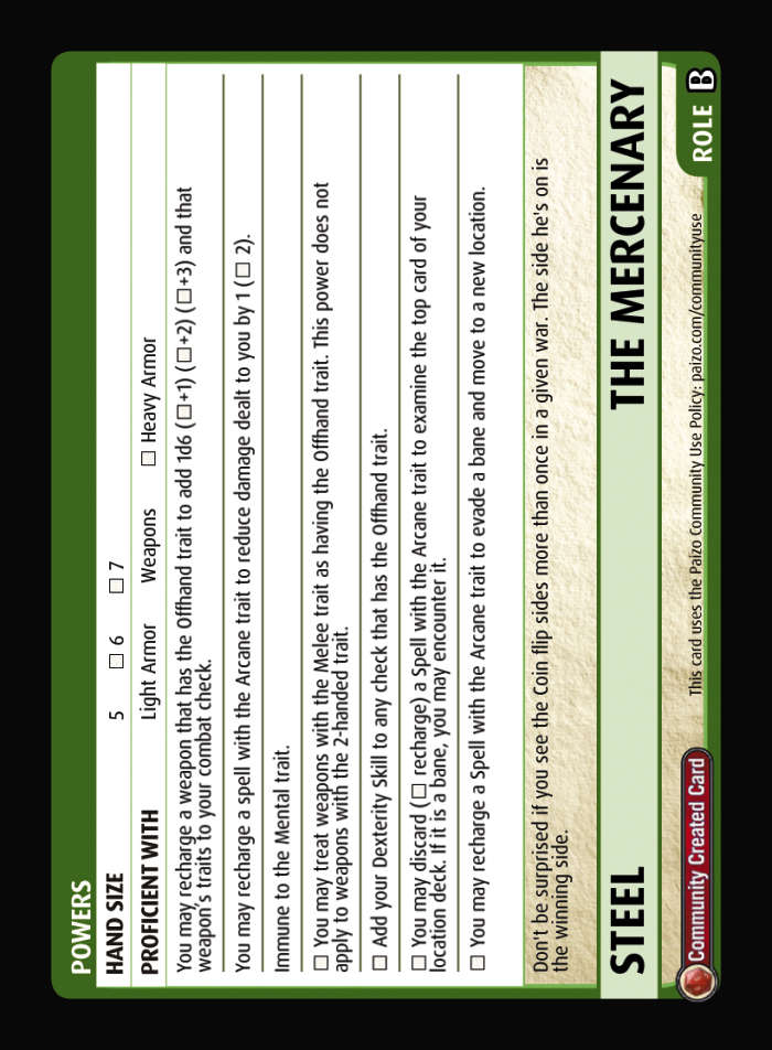 Steel - Custom Card - Paizo | Pathfinder Adventure Card Game Community ...