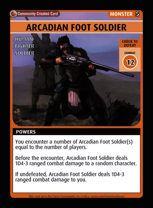 Arcadian Foot Soldier - Custom Card - Paizo | Pathfinder Adventure Card ...