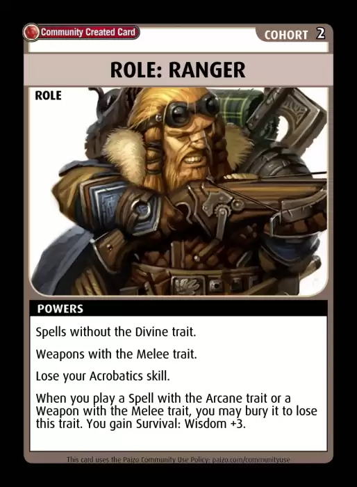 Role: Ranger - Custom Card - Paizo | Pathfinder Adventure Card Game ...