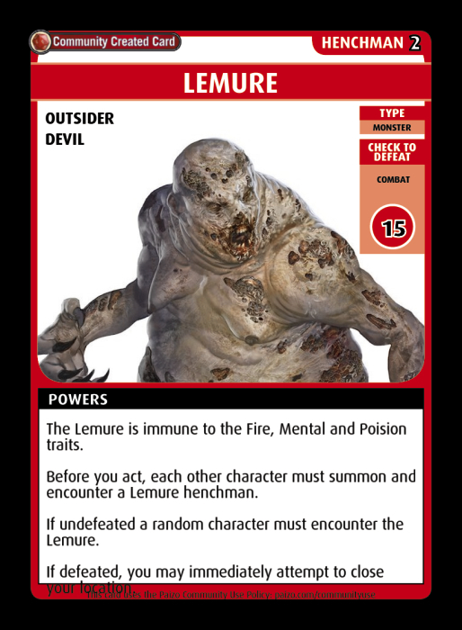 Lemure - Custom Card - Paizo | Pathfinder Adventure Card Game Community ...