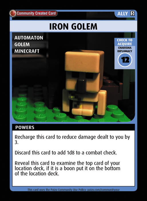 Iron Golem - Custom Card - Paizo | Pathfinder Adventure Card Game ...
