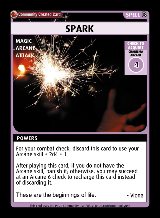 Spark - Custom Card - Paizo | Pathfinder Adventure Card Game Community ...