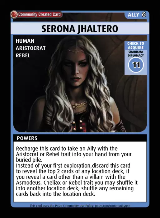 Serona Jhaltero - Custom Card - Paizo | Pathfinder Adventure Card Game ...