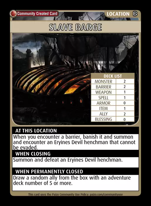 Slave Barge - Custom Card - Paizo | Pathfinder Adventure Card Game ...