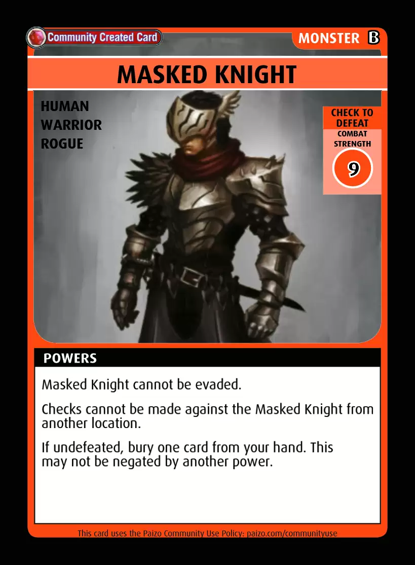 Masked Knight - Custom Card - Paizo | Pathfinder Adventure Card Game ...