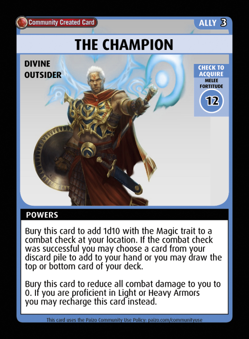 The Champion - Custom Card - Paizo | Pathfinder Adventure Card Game ...