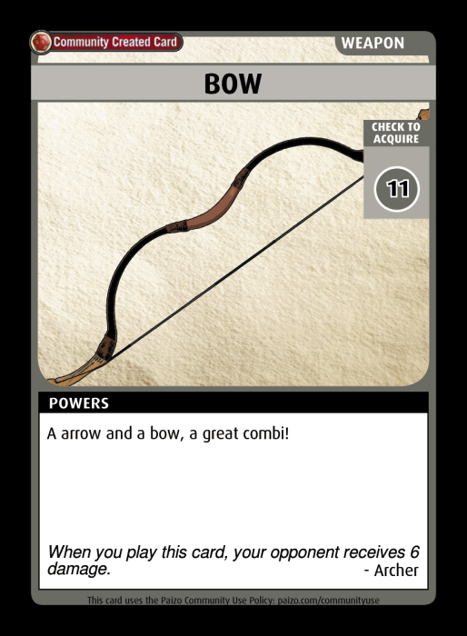 Bow - Custom Card - Paizo | Pathfinder Adventure Card Game Community ...