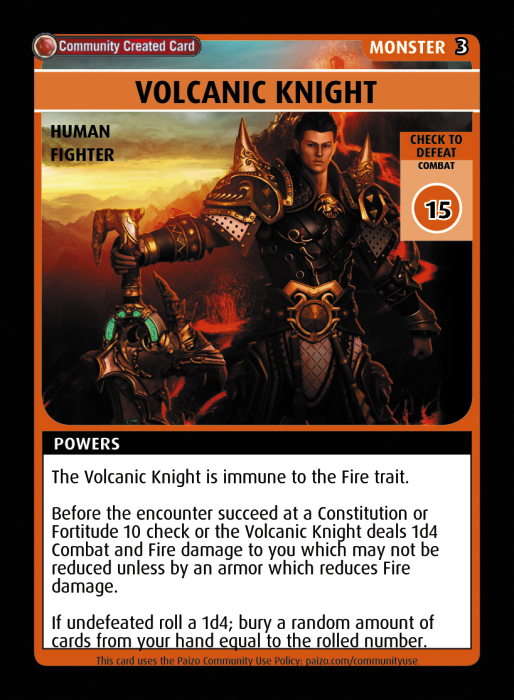 Volcanic Knight - Custom Card - Paizo | Pathfinder Adventure Card Game ...