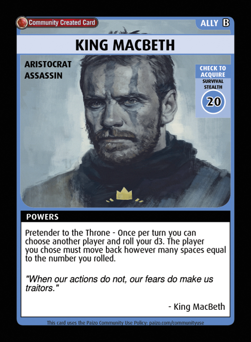 King Macbeth - Custom Card - Paizo | Pathfinder Adventure Card Game ...
