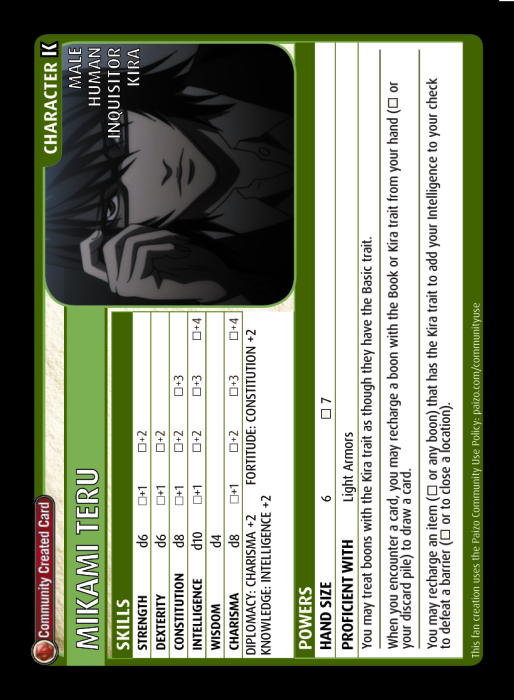 Mikami Teru - Custom Card - Paizo | Pathfinder Adventure Card Game ...
