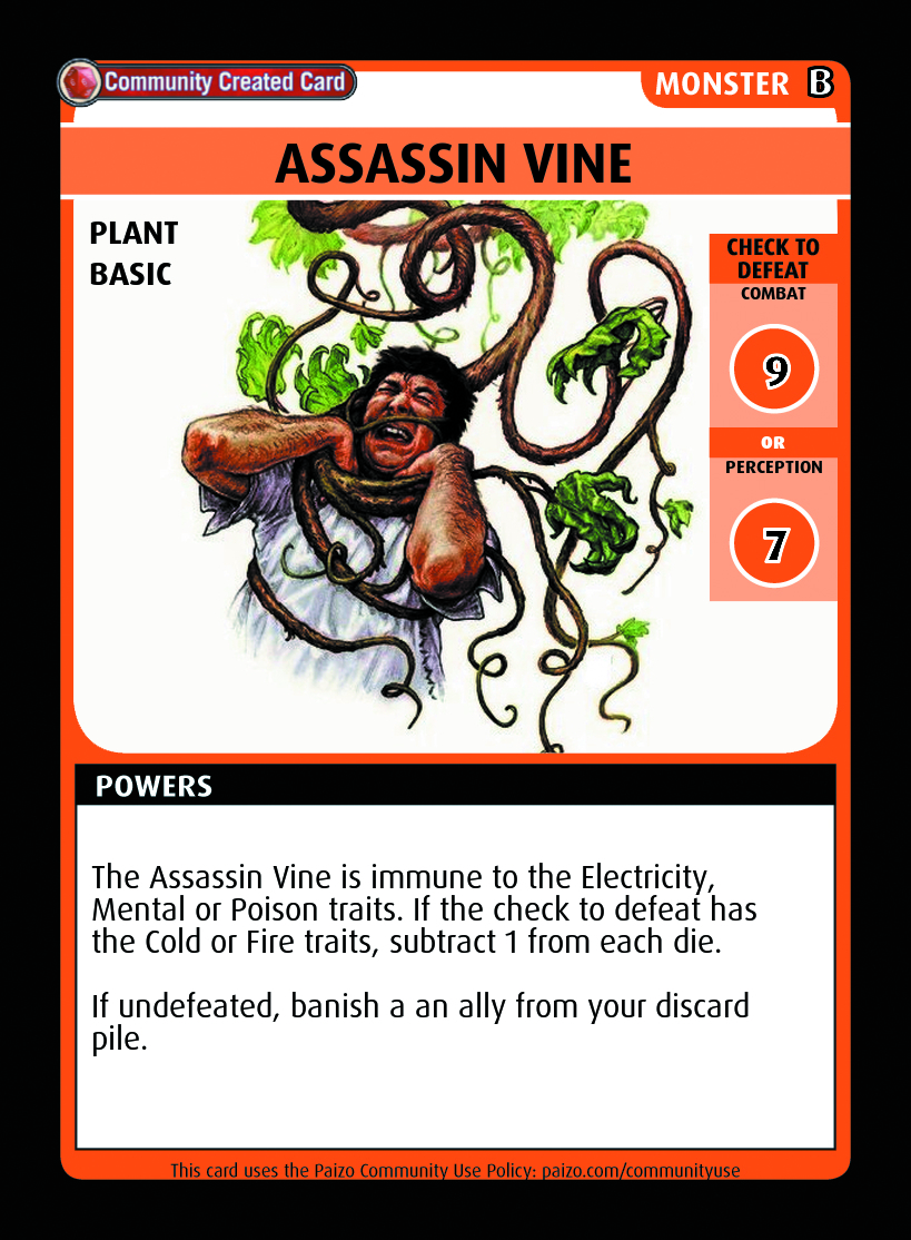 Assassin Vine - Custom Card - Paizo | Pathfinder Adventure Card Game ...