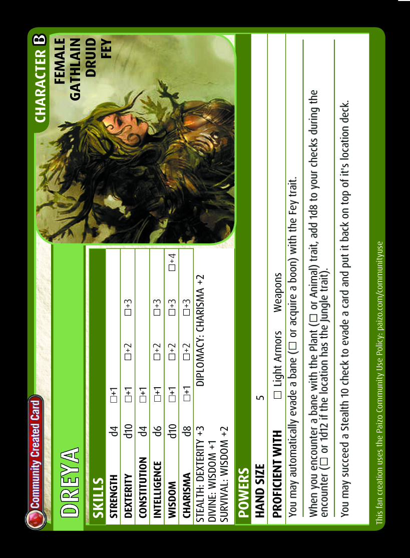 Dreya - Custom Card - Paizo | Pathfinder Adventure Card Game Community ...