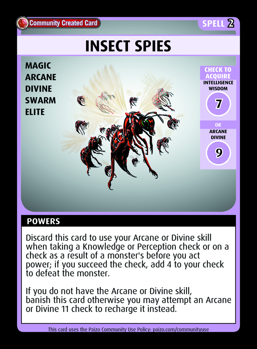Insect Spies - Custom Card - Paizo | Pathfinder Adventure Card Game ...