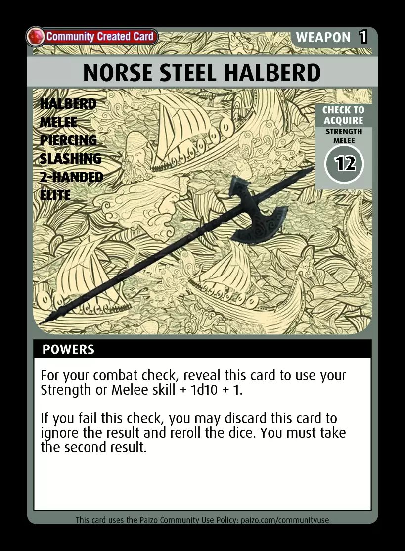 Norse Steel Halberd - Custom Card - Paizo | Pathfinder Adventure Card ...