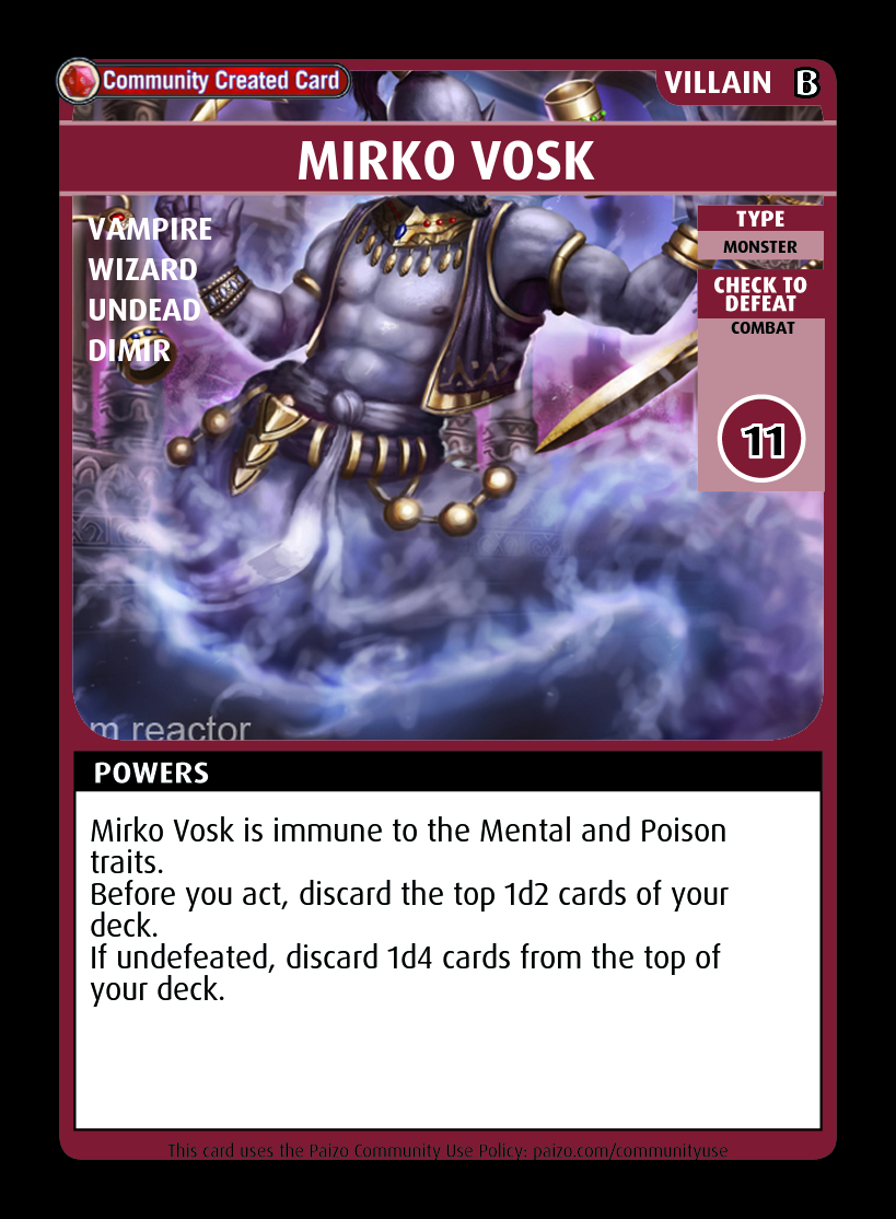 Mirko Vosk - Custom Card - Paizo | Pathfinder Adventure Card Game ...