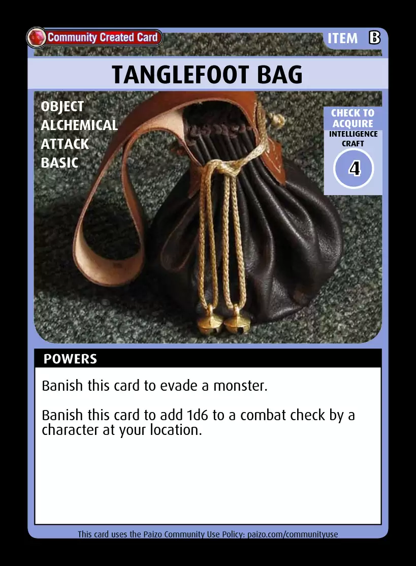 Tanglefoot Bag - Custom Card - Paizo | Pathfinder Adventure Card Game ...