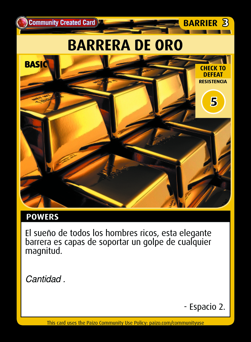 Barrera De Oro - Custom Card - Paizo | Pathfinder Adventure Card Game ...
