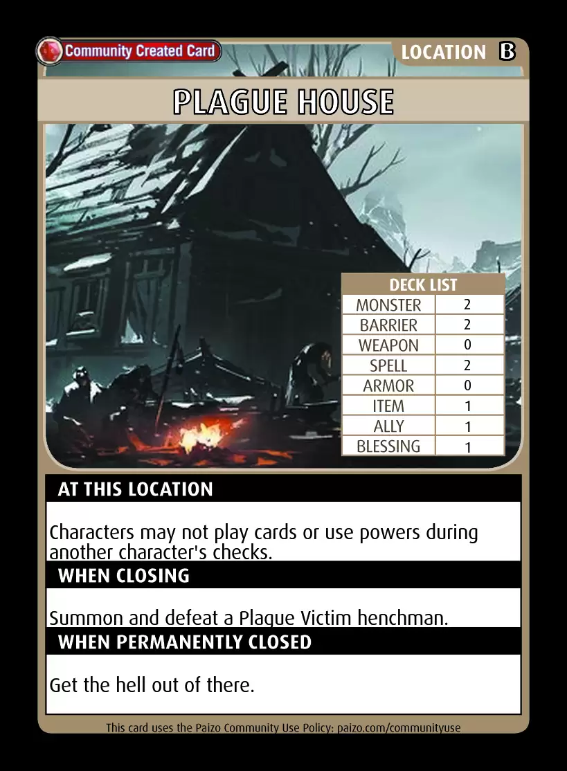 Plague House - Custom Card - Paizo | Pathfinder Adventure Card Game ...