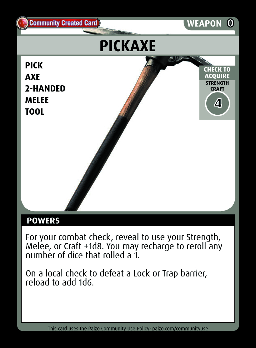 Pickaxe - Custom Card - Paizo | Pathfinder Adventure Card Game ...