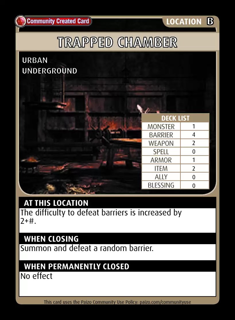 Trapped Chamber - Custom Card - Paizo | Pathfinder Adventure Card Game ...