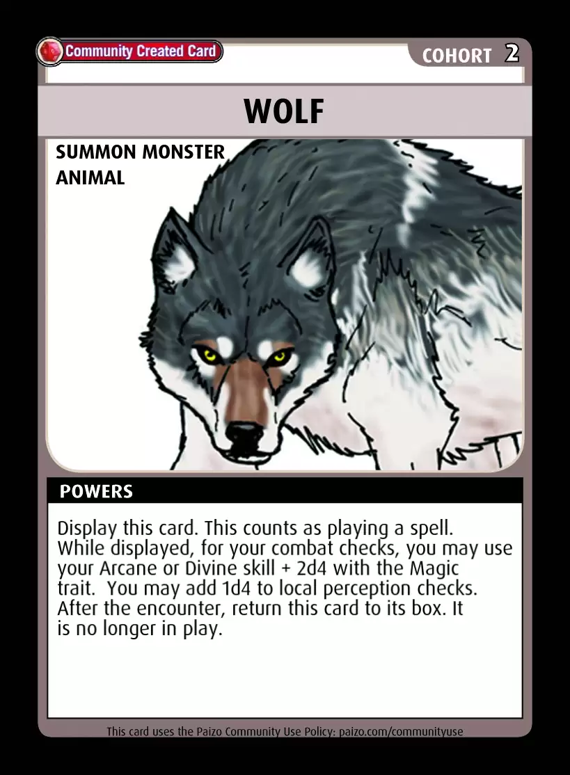 Wolf - Custom Card - Paizo | Pathfinder Adventure Card Game Community ...