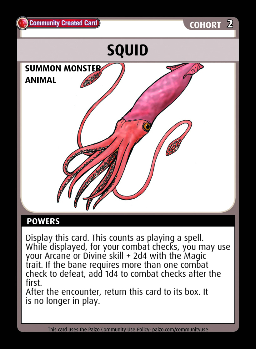 Squid - Custom Card - Paizo | Pathfinder Adventure Card Game Community ...