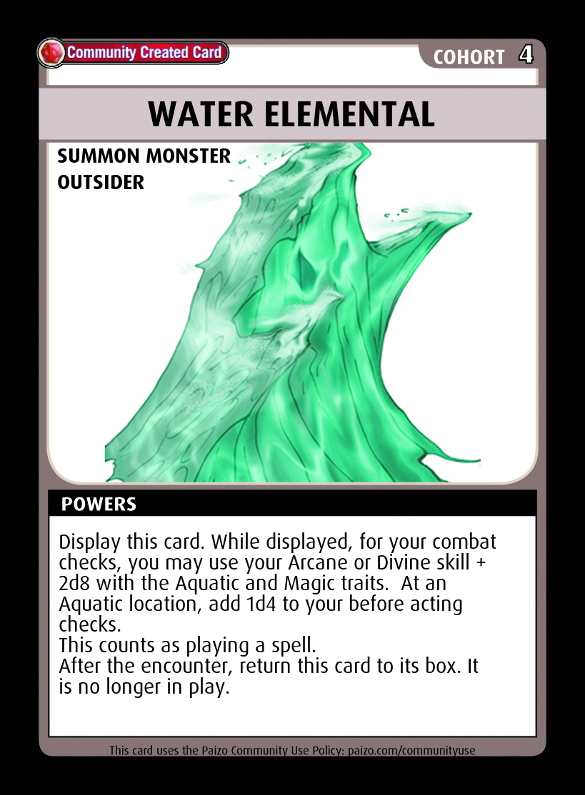 Water Elemental - Custom Card - Paizo | Pathfinder Adventure Card Game ...