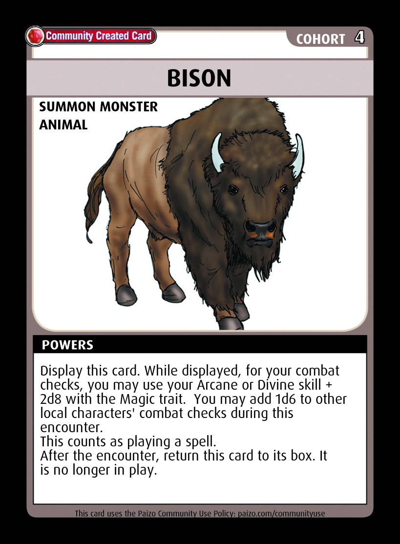 Bison - Custom Card - Paizo | Pathfinder Adventure Card Game Community ...