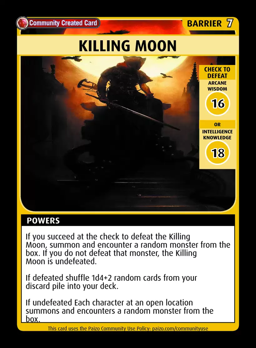 Killing Moon - Custom Card - Paizo | Pathfinder Adventure Card Game ...