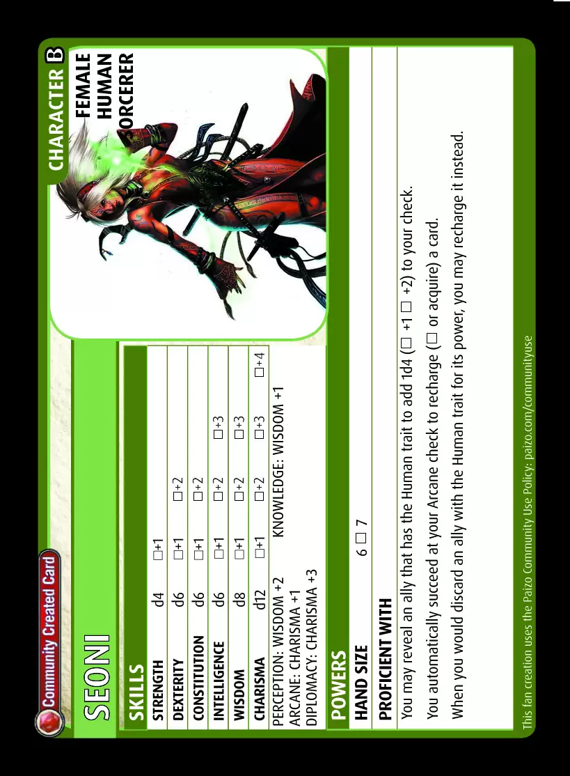 Seoni - Custom Card - Paizo | Pathfinder Adventure Card Game Community ...