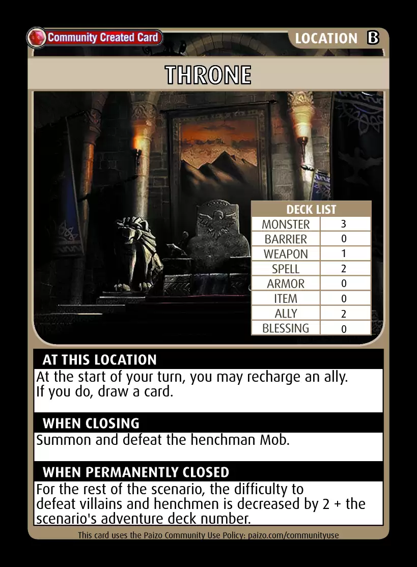 Throne - Custom Card - Paizo | Pathfinder Adventure Card Game Community ...