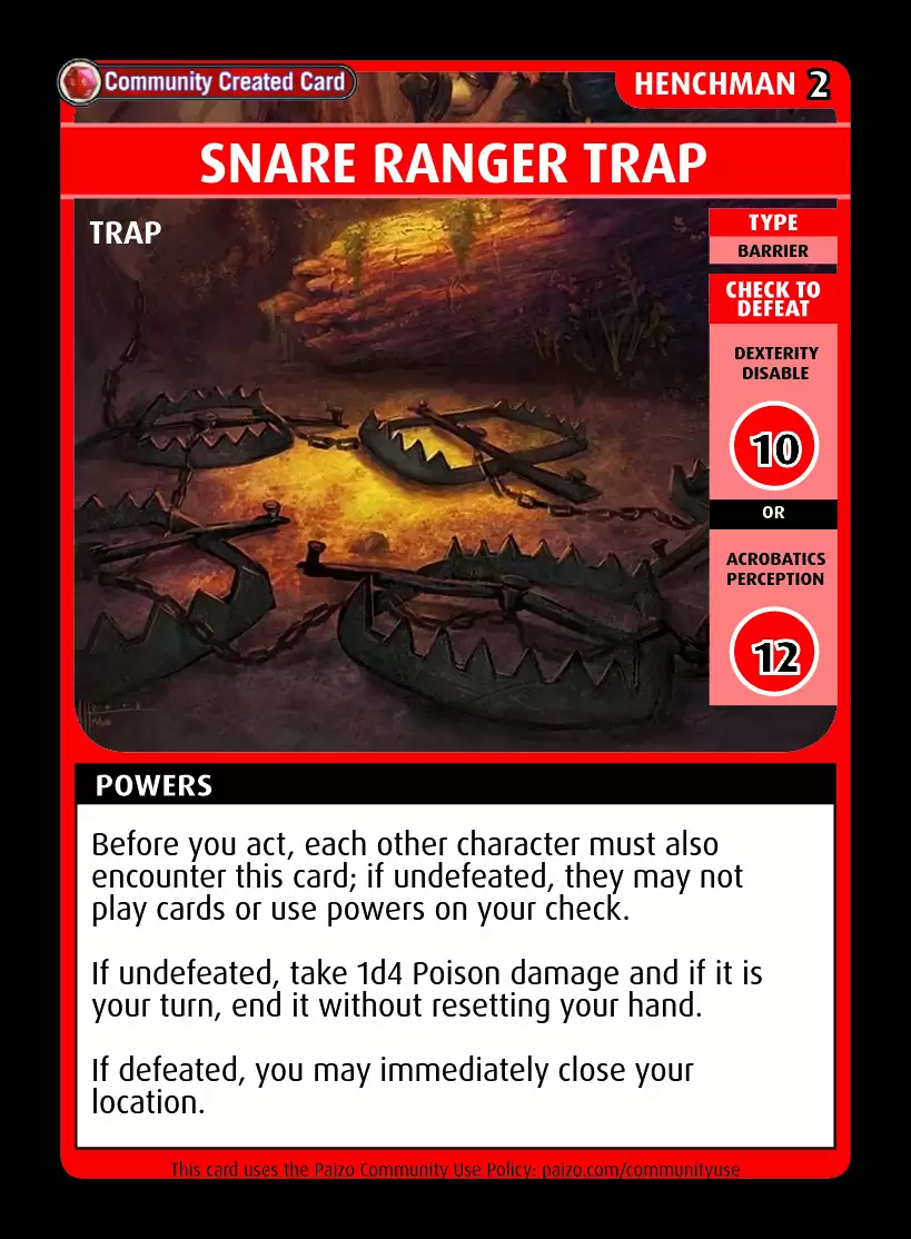 Snare Ranger Trap - Custom Card - Paizo | Pathfinder Adventure Card ...