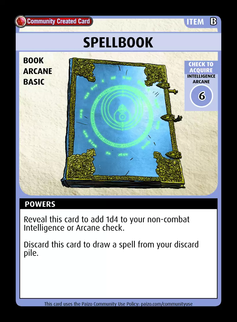 Spellbook - Custom Card - Paizo | Pathfinder Adventure Card Game ...