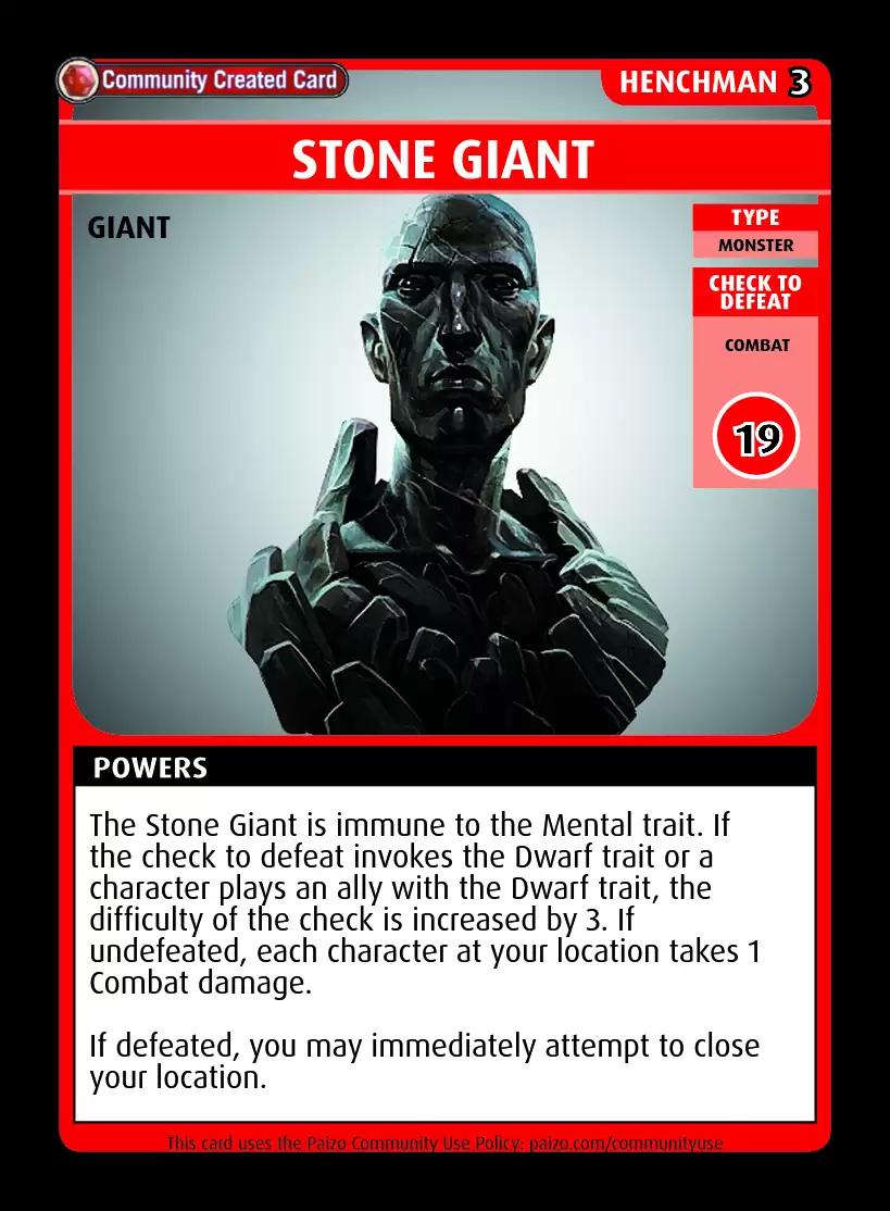 Stone Giant - Custom Card - Paizo | Pathfinder Adventure Card Game ...