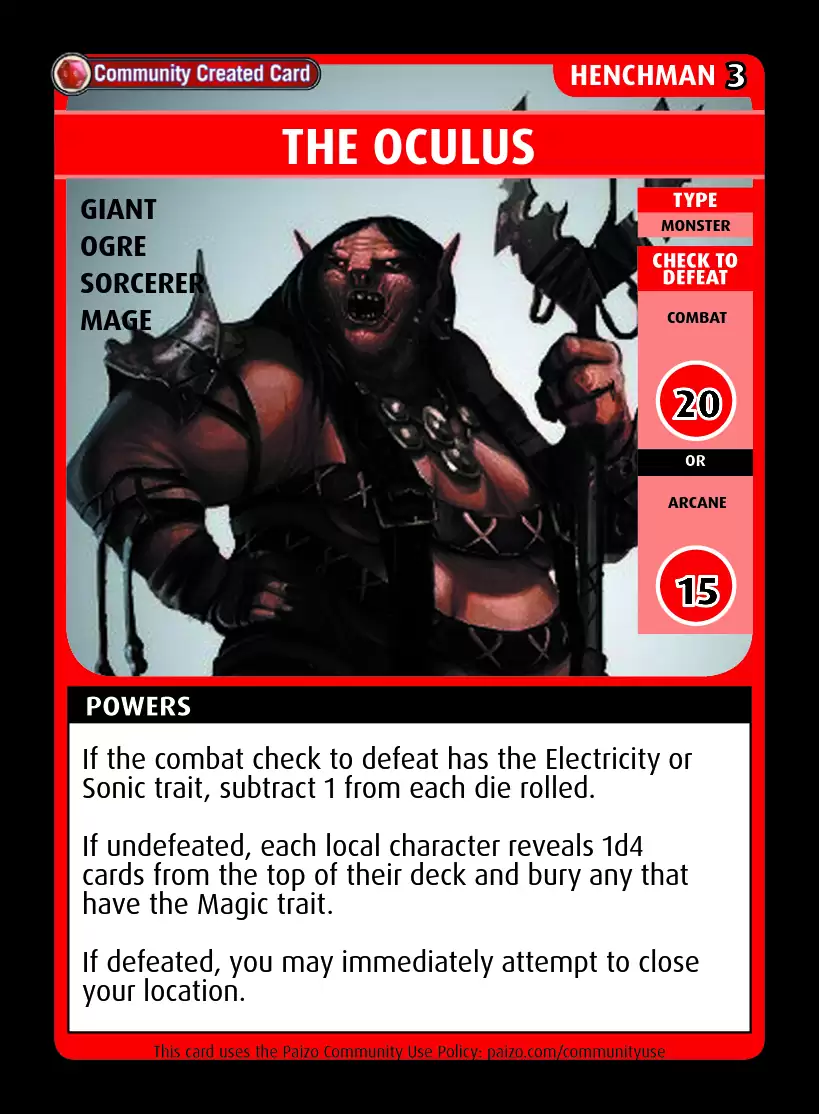 The Oculus - Custom Card - Paizo | Pathfinder Adventure Card Game ...