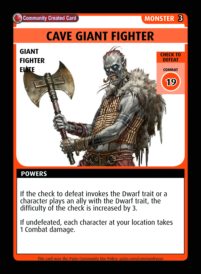 Cave Giant Fighter - Custom Card - Paizo | Pathfinder Adventure Card ...