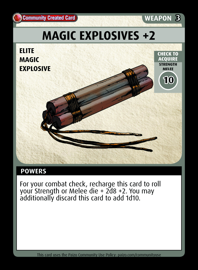 Magic Explosives +2 - Custom Card - Paizo | Pathfinder Adventure Card Game Community Cards ...