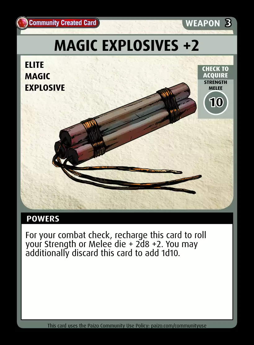 Magic Explosives +2 - Custom Card - Paizo | Pathfinder Adventure Card ...