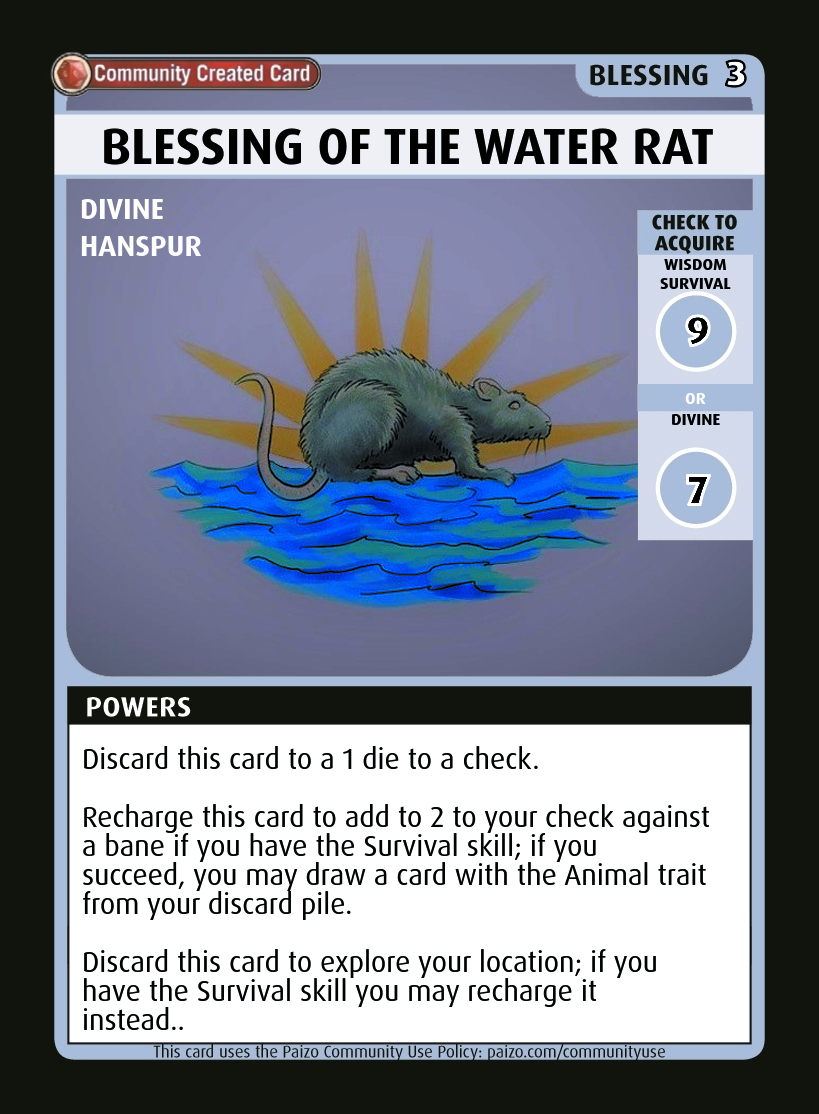 Blessing Of The Water Rat - Custom Card - Paizo | Pathfinder Adventure ...