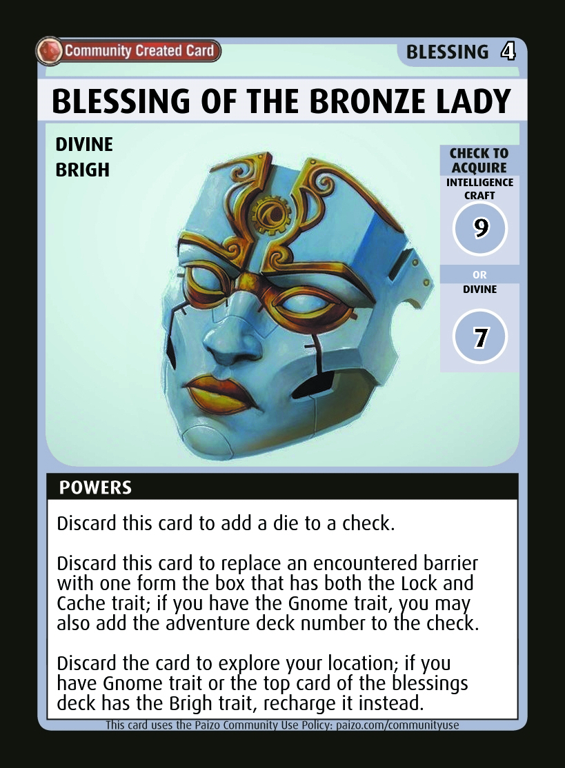 Blessing Of The Bronze Lady - Custom Card - Paizo | Pathfinder ...
