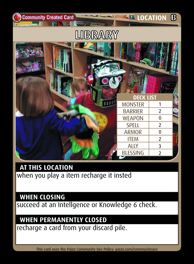 Library - Custom Card - Paizo | Pathfinder Adventure Card Game ...