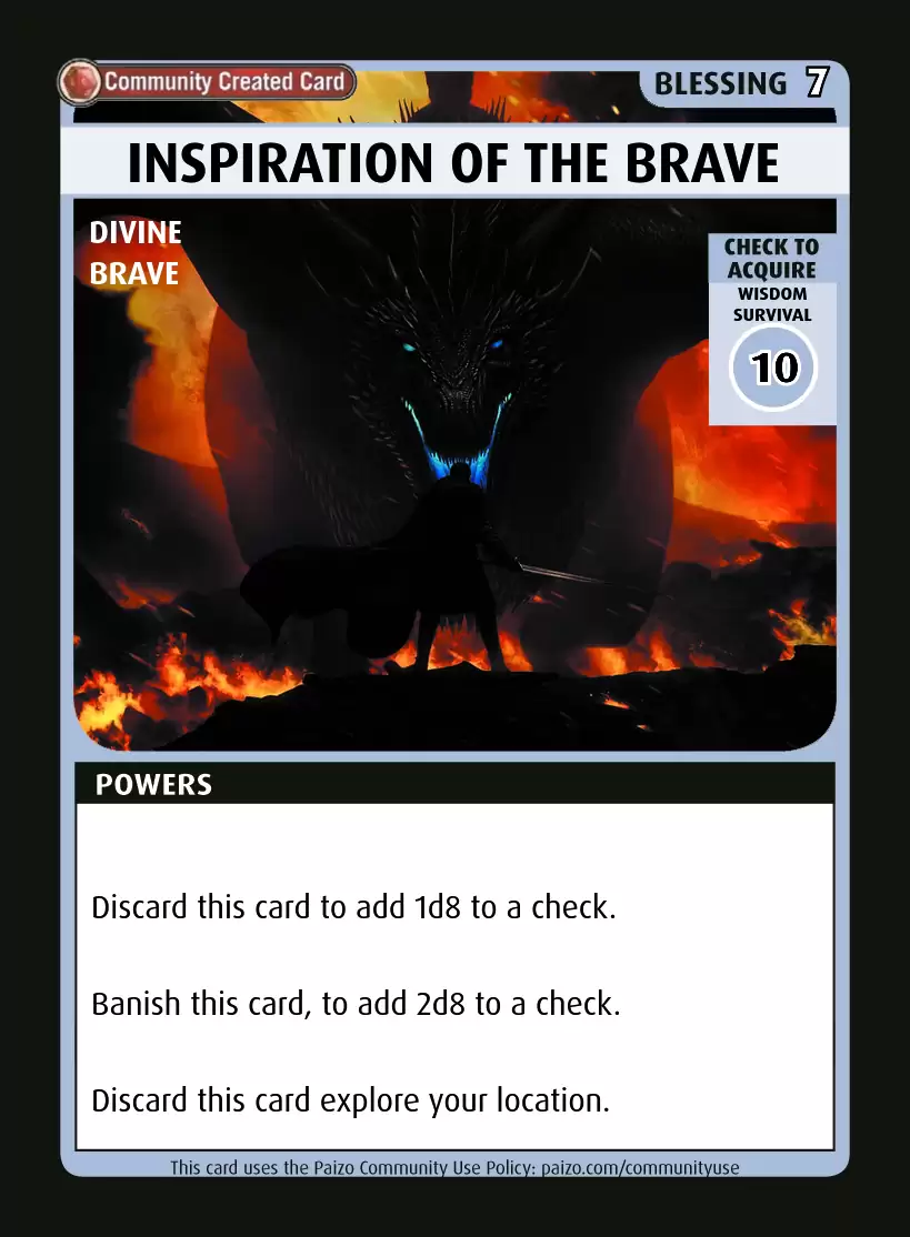 Inspiration Of The Brave - Custom Card - Paizo | Pathfinder Adventure ...