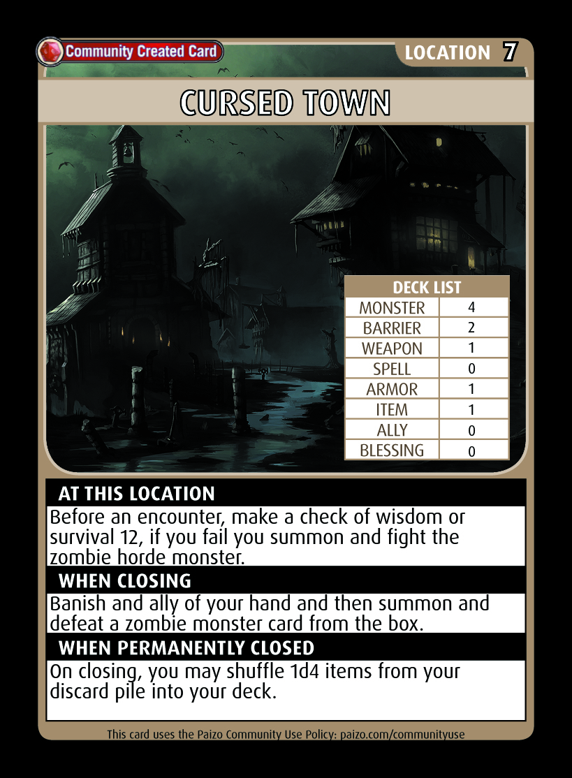Cursed Town - Custom Card - Paizo | Pathfinder Adventure Card Game ...