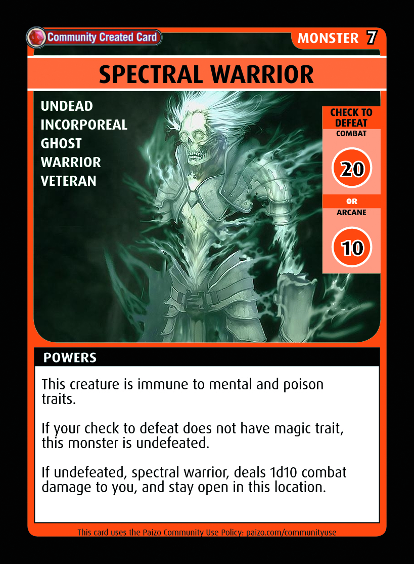 Spectral Warrior - Custom Card - Paizo | Pathfinder Adventure Card Game ...