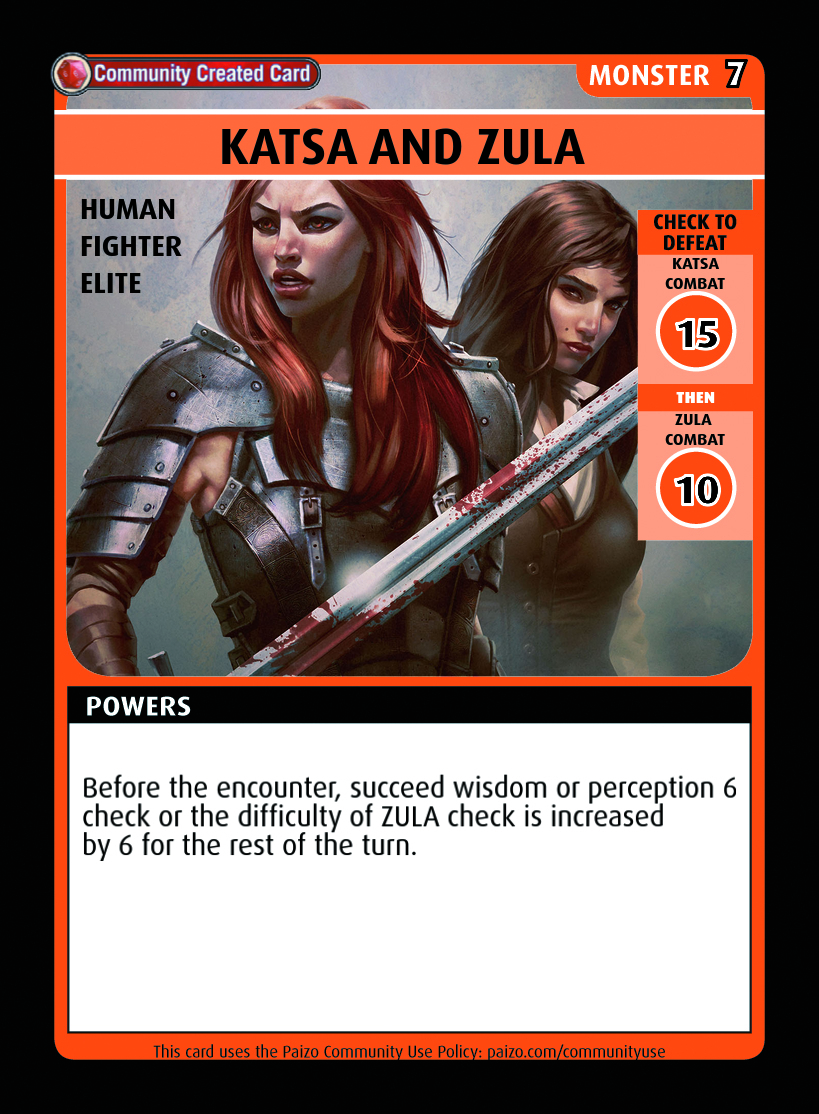 Katsa And Zula - Custom Card - Paizo | Pathfinder Adventure Card Game ...