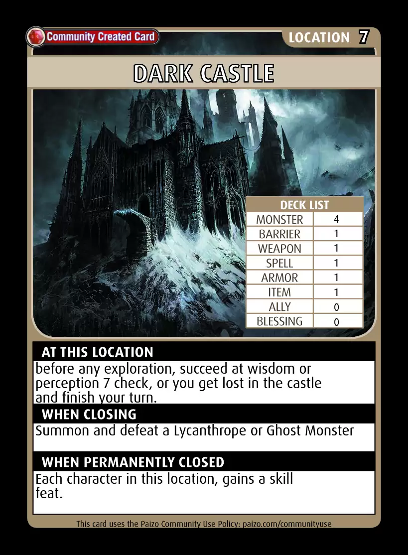 Dark Castle - Custom Card - Paizo | Pathfinder Adventure Card Game Community Cards | DriveThruRPG